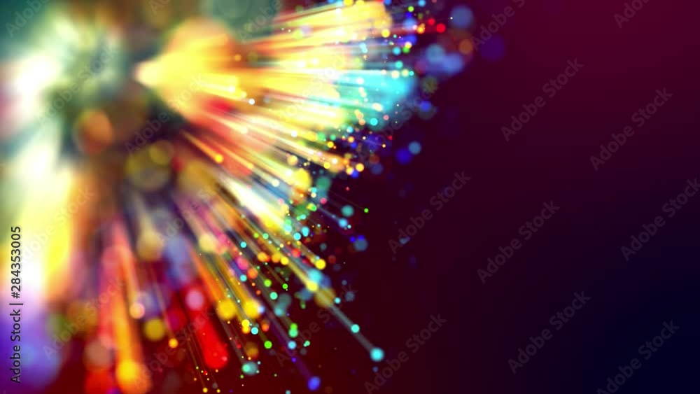 4k abstract background with multicolor light rays like laser show, with ...