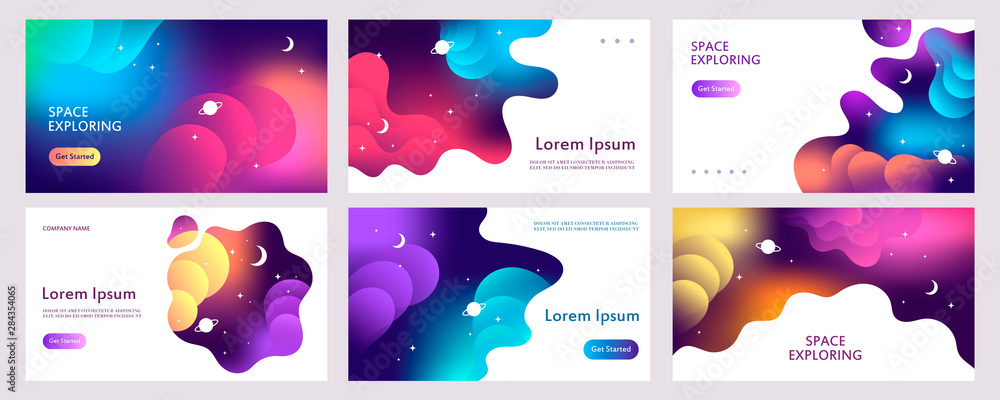 Set of abstract web banners templates. Presentation. Space explore ...