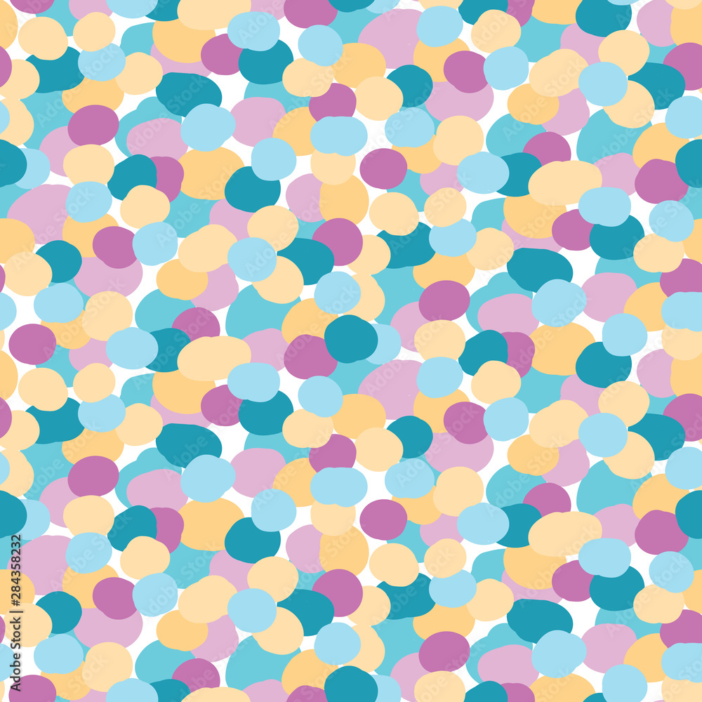 Seamless confetti pattern. Hand drawn imperfect polka dot spot shape ...