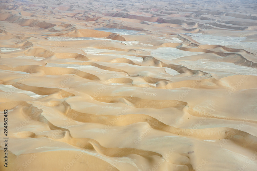 Africa, Namibia, Namib Desert, Namib-Naukluft National Park. Aerial view of sand dunes of the ...