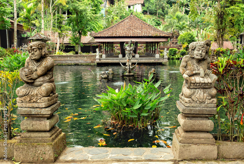 Large rectangular pond at the Gunung Kawi Sebatu Temple, Ubud, Bali ...
