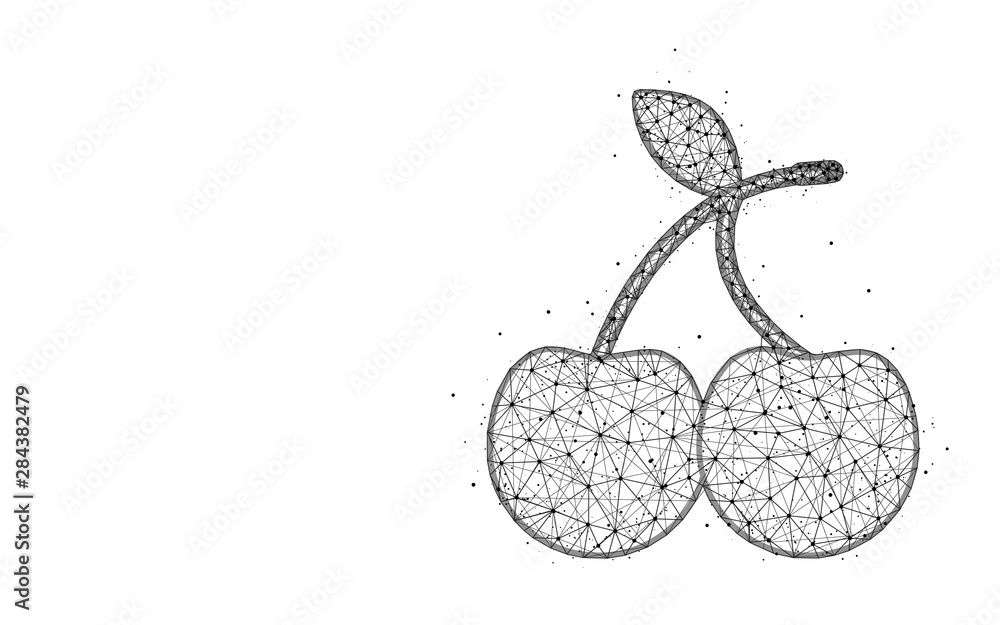 Cherries low poly design, fruit symbol abstract geometric image ...
