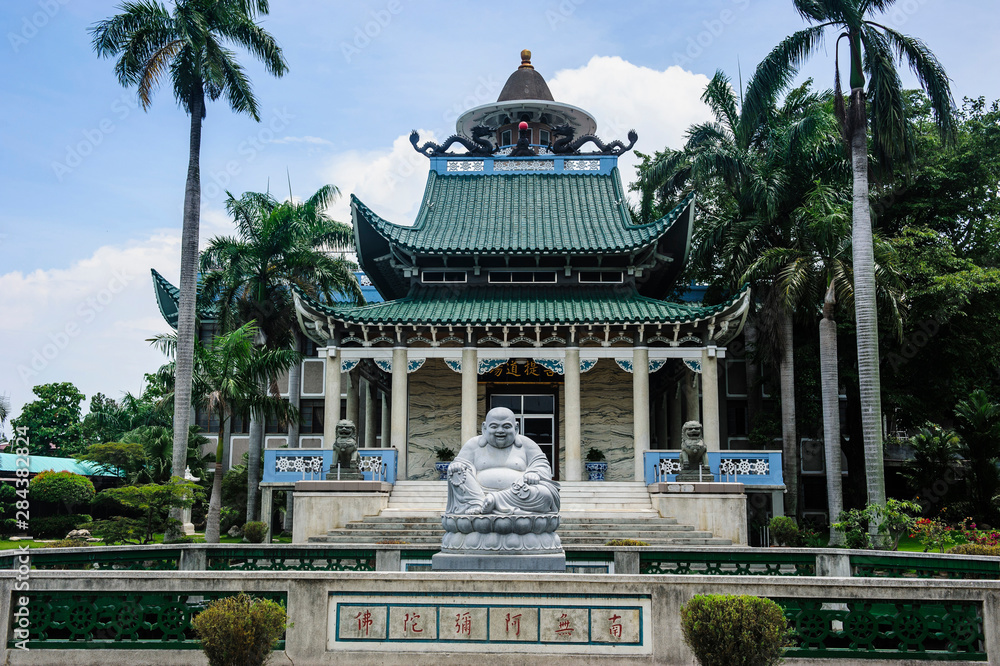 Buddhist statue before the Taoist temple in Davao, Mindanao ...