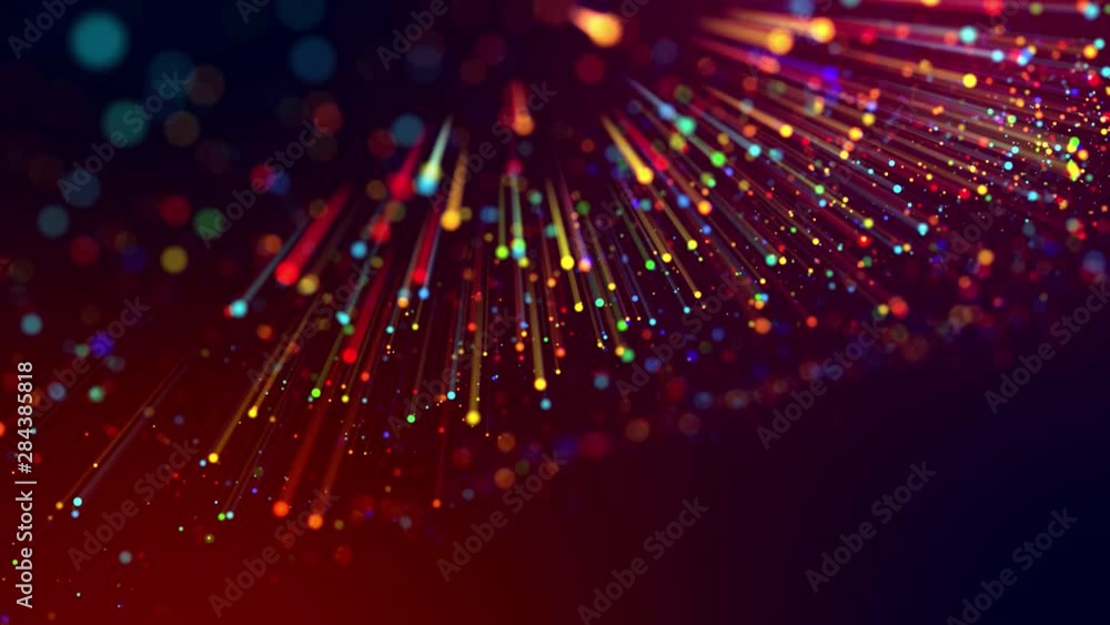 4k abstract background with multicolor light rays like laser show, with ...