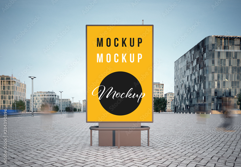 Advertising Poster Mockup in City Scene Stock Template | Adobe Stock