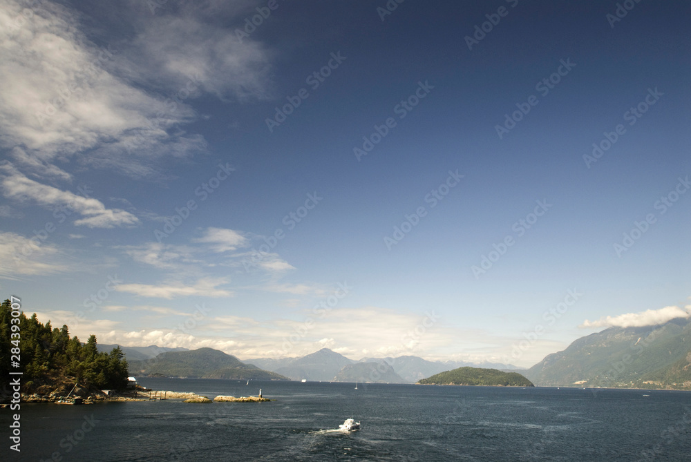 Strait of Georgia from Ferry between Vancouver and Nanaimo, Strait of ...