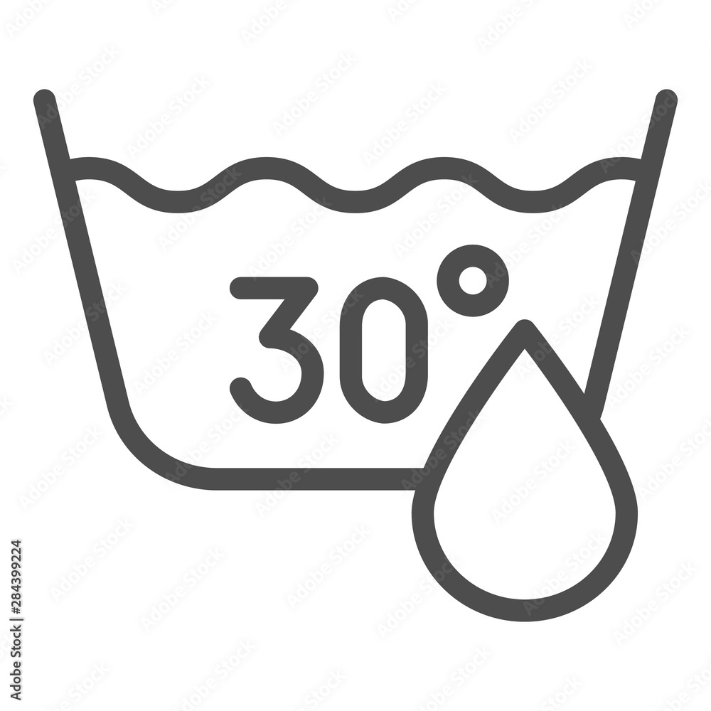 30 degrees washing line icon. Delicate wash vector illustration ...