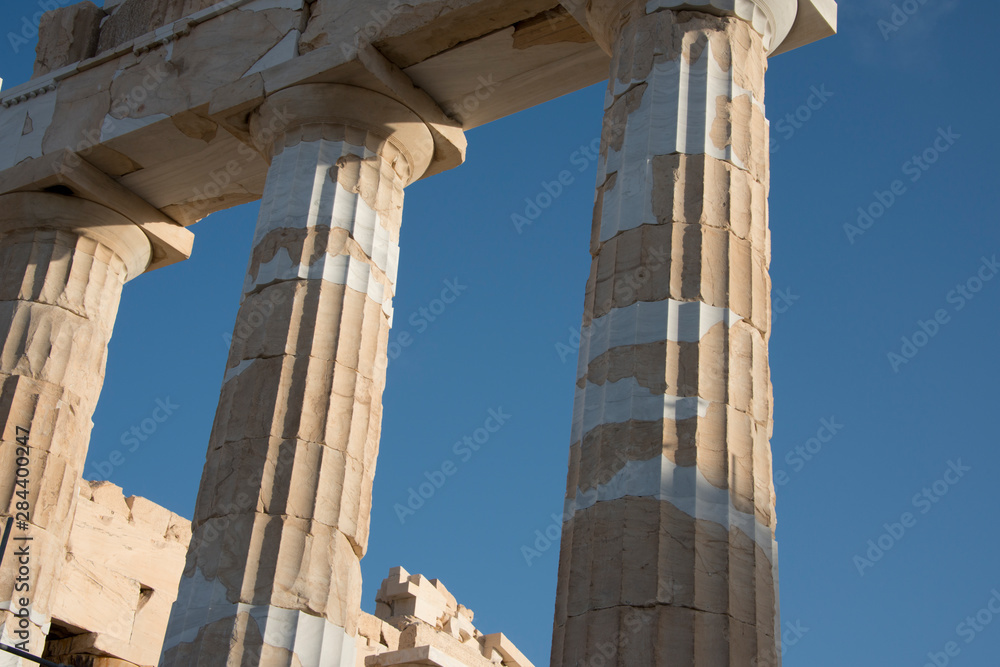 Greece, Athens, Acropolis. The Parthenon, Doric temple dedicated to the ...