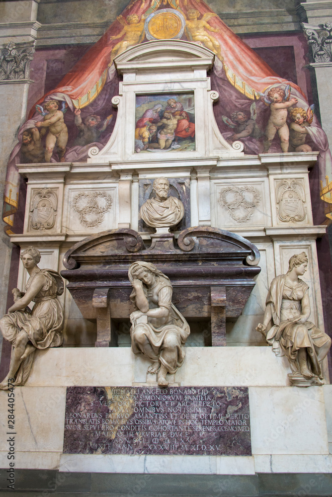 Italy, Florence. Basilica di Santa Croce Michelangelo tomb. Cathedral ...