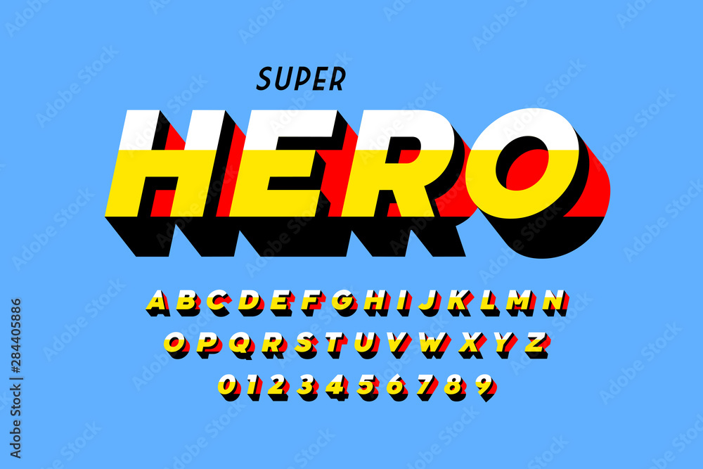 Comics super hero style font, alphabet letters and numbers Stock Vector ...