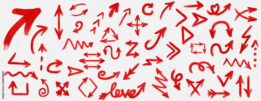 Red Arrow vector. arrow hand.arrow draw.arrows set Stock Vector | Adobe ...