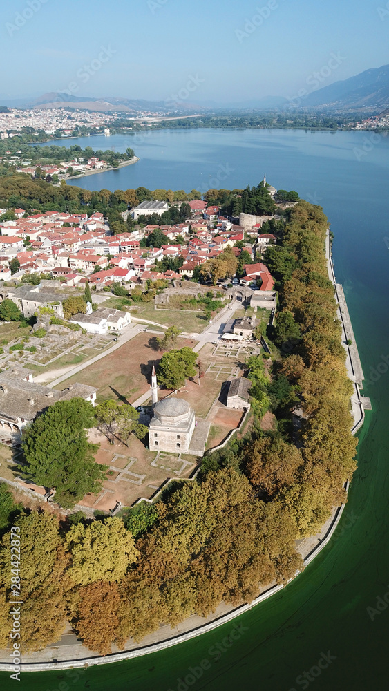Aerial drone bird's eye view photo of iconic city and castle and mosque ...