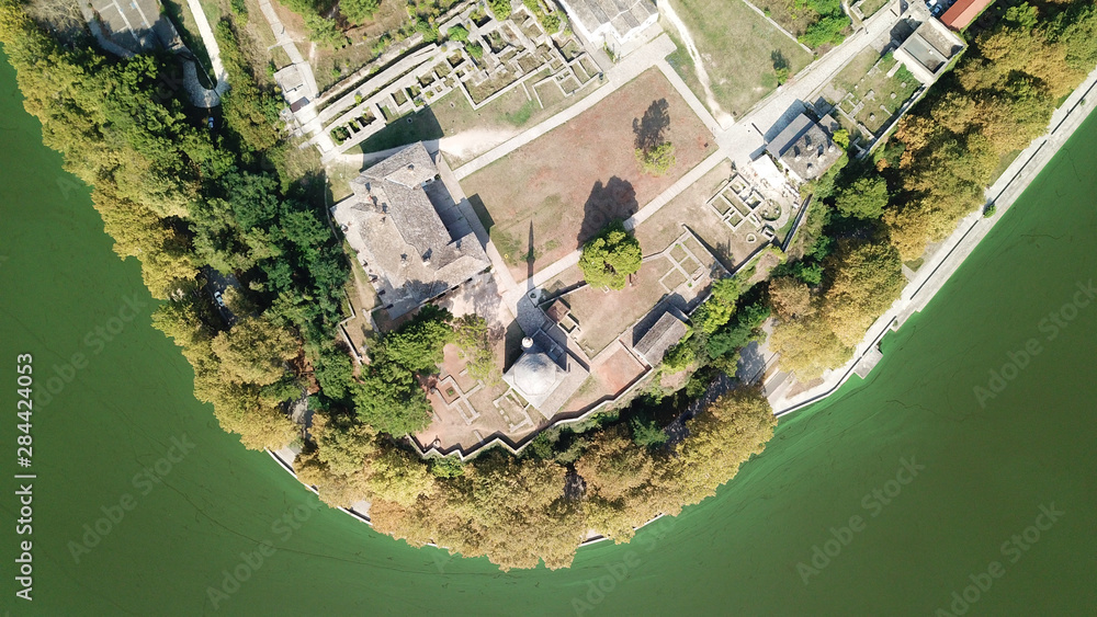Aerial drone bird's eye view photo of iconic city and castle and mosque ...