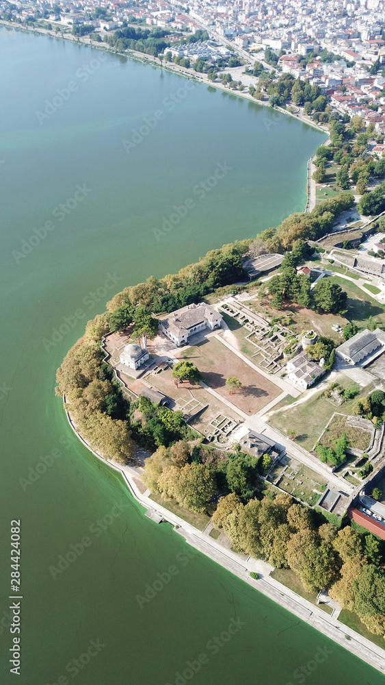 Aerial drone bird's eye view photo of iconic city and castle and mosque ...