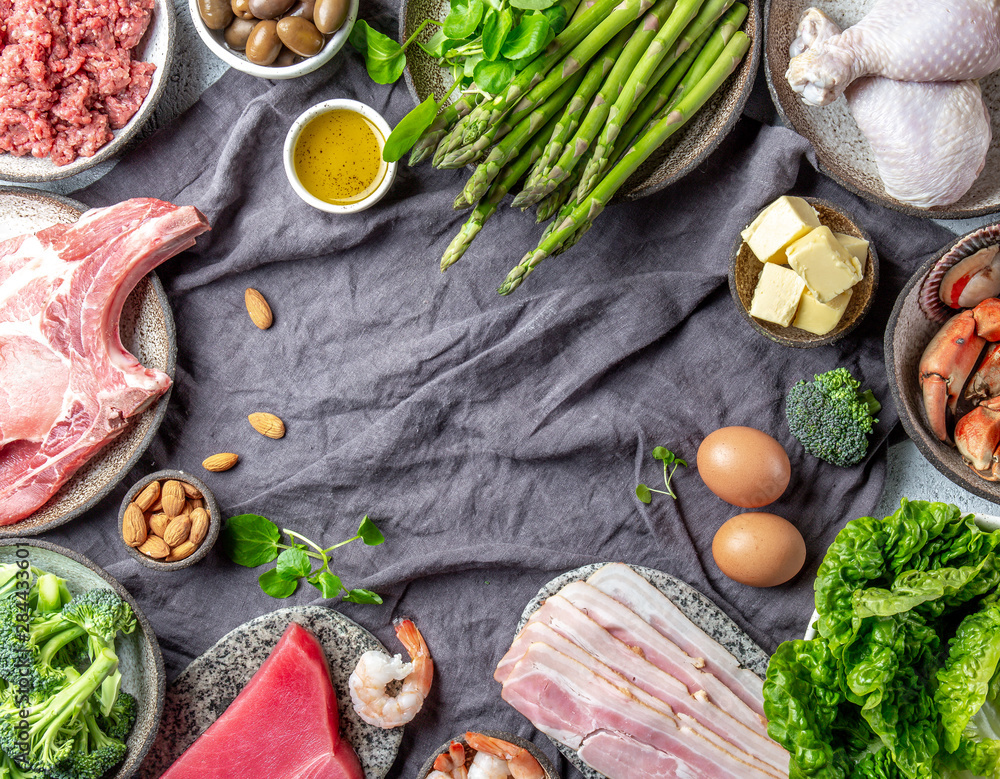 Vegetarian and animal protein, carb and fat sources. Low carbs and ...