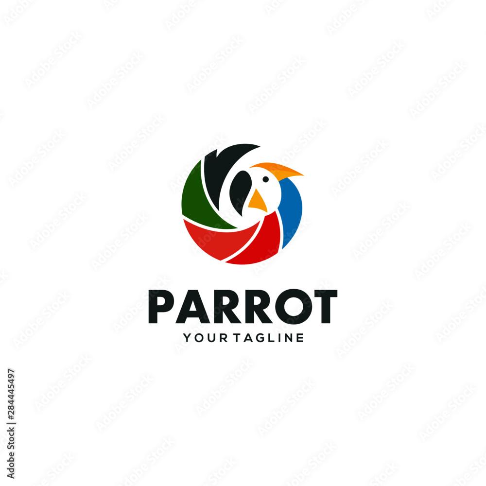 Parrot Logo Design Vector Stock Stock Vector | Adobe Stock