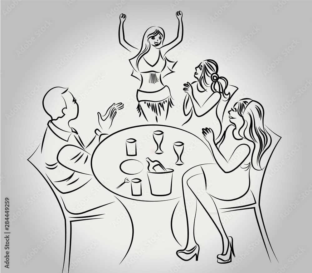 people having fun, belly dancer performing, drawing vector Stock Vector ... people having fun, belly dancer performing, drawing vector Stock Vector ...