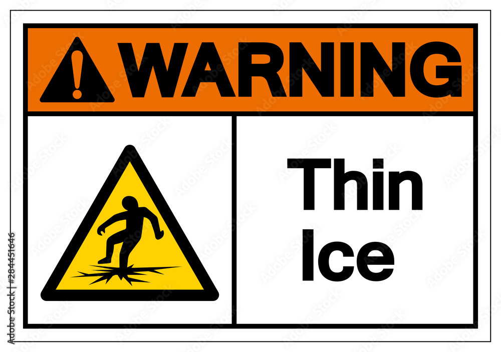 Warning Thin Ice Symbol Sign ,Vector Illustration, Isolate On White ...