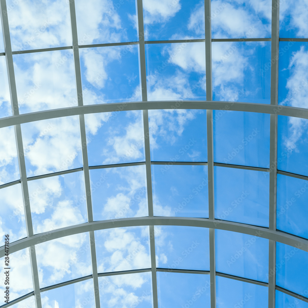 abstract background with glass ceiling elements in a modern building ...