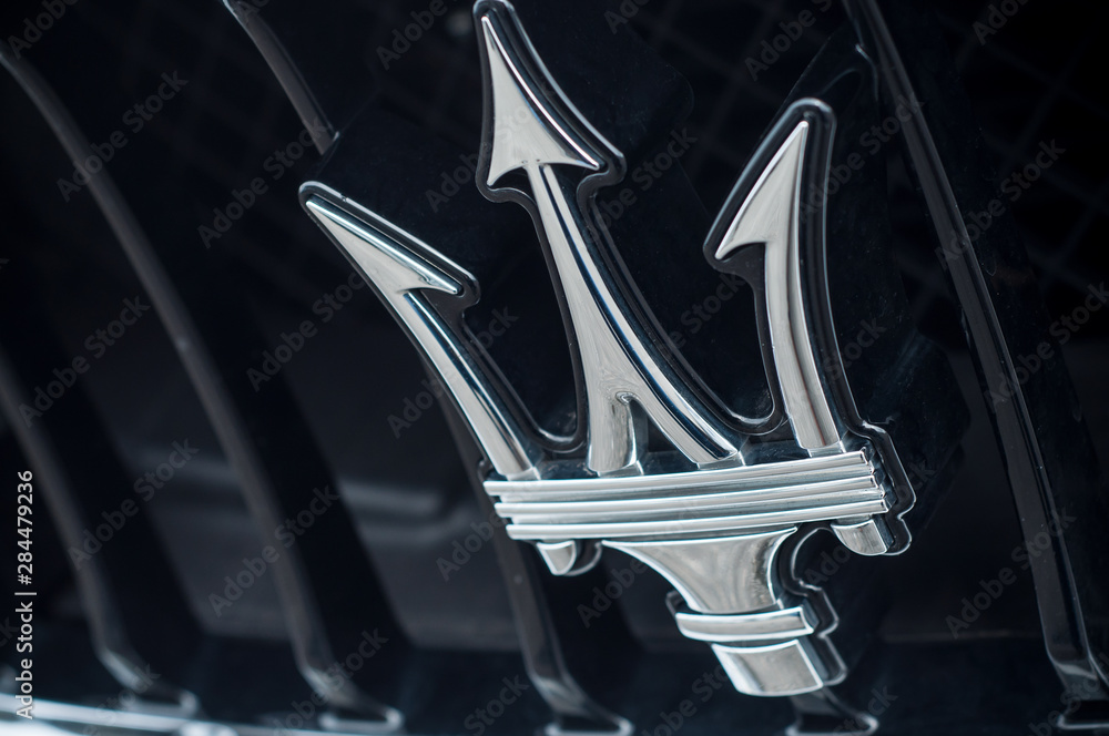 Maserati logo on car front - Maserati is an Italian brand of luxury ...