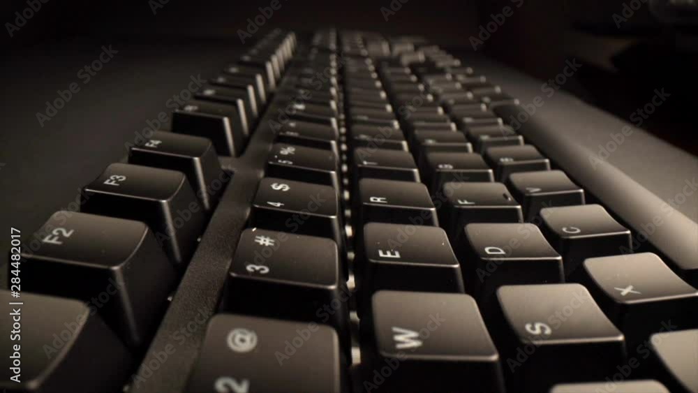 Keyboard Low Scan - High Detent Wide Push Black Key Slow Motion. Stock ...