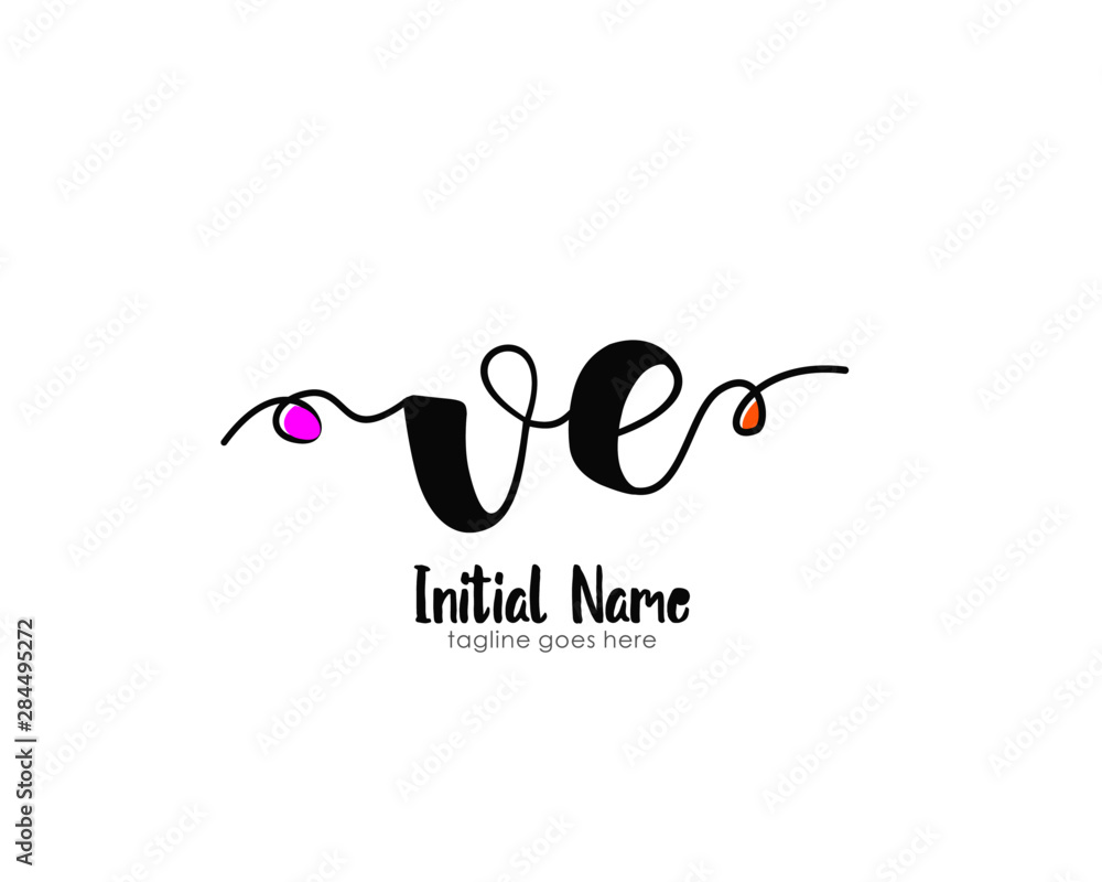 V E VE Initial brush color logo template vetor Stock Vector | Adobe Stock