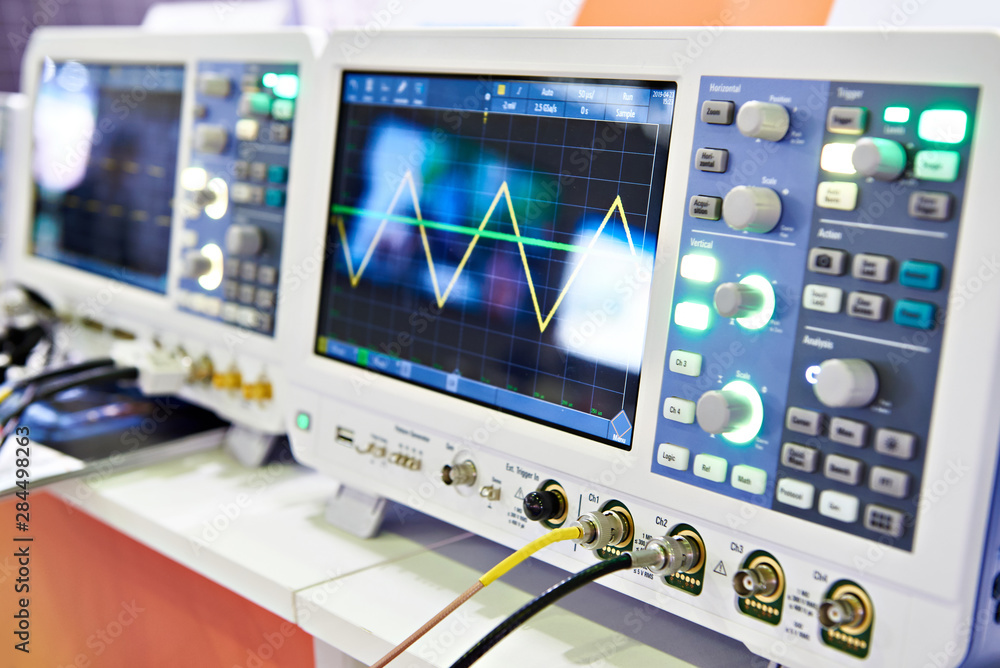 Oscilloscopes in lab Stock Photo | Adobe Stock
