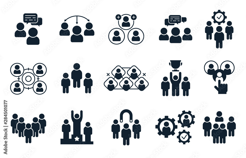 Corporate people icon. Group of persons, office teamwork pictogram and ...