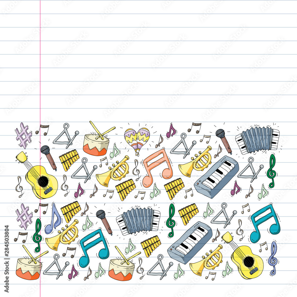 Music background for patterns. Vector illustration with musical ...