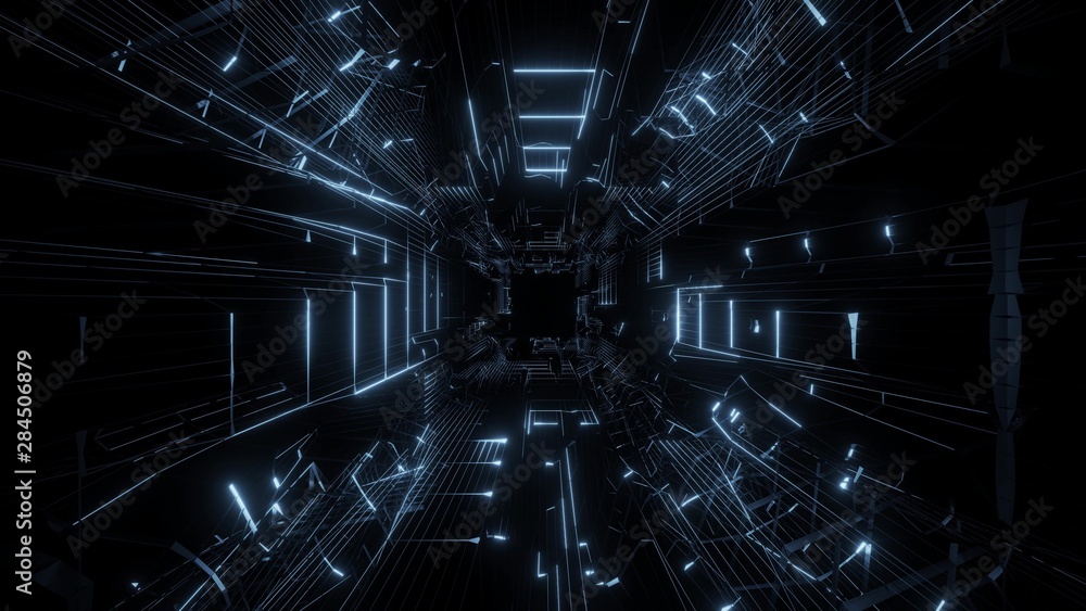 blue wireframe design with nice reflection 3d rendering background ...