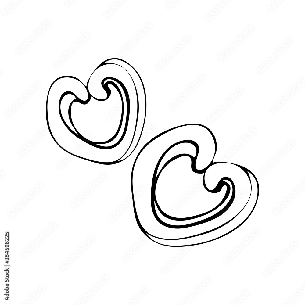 Hand drawn Doodle outline cookies in the shape of a heart. Vector ...