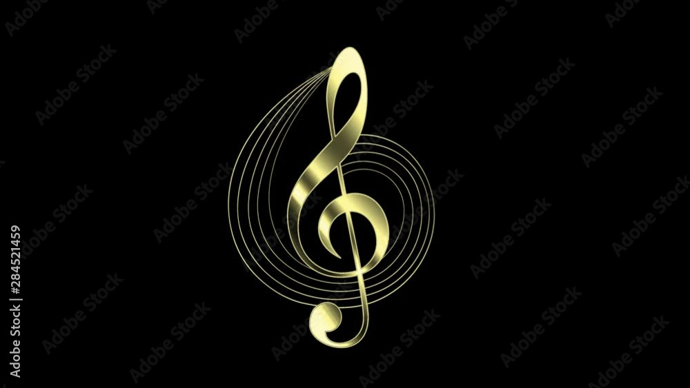 Gold Treble Clef and Music Staff. Elegant treble clef animation ,gold ...
