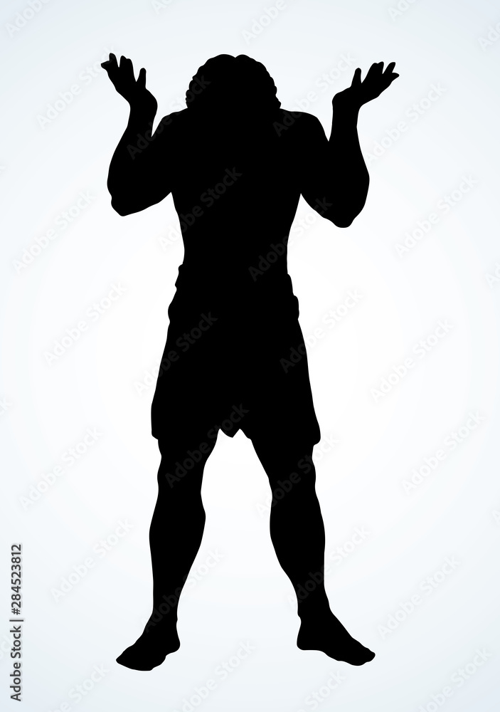 Atlas keeps the earth on their shoulders. Vector drawing silhouette ...