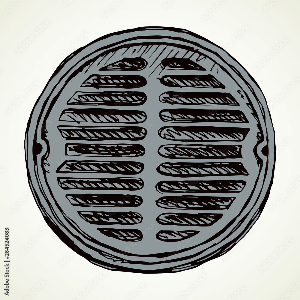 Round manhole cover. Vector drawing Stock Vector | Adobe Stock