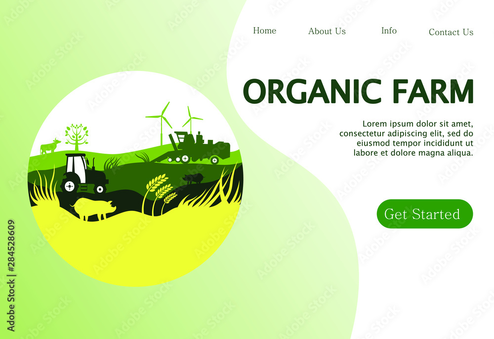 Agriculture and Farming. Agribusiness. Rural landscape. Design elements ...