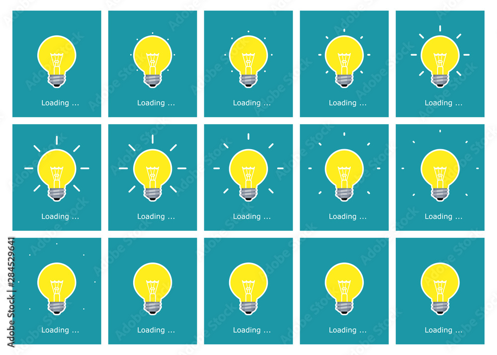 Light bulb shining animation sprite sheet on blue background Stock ...