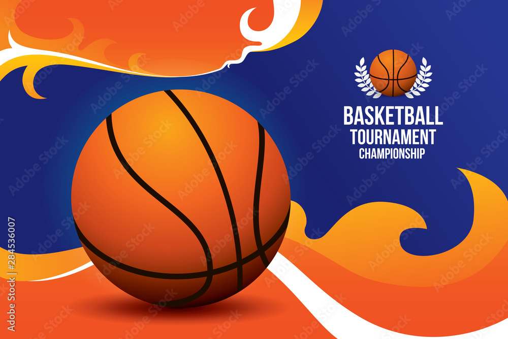 Basketball tournament design with fire background. Vector illustration ...
