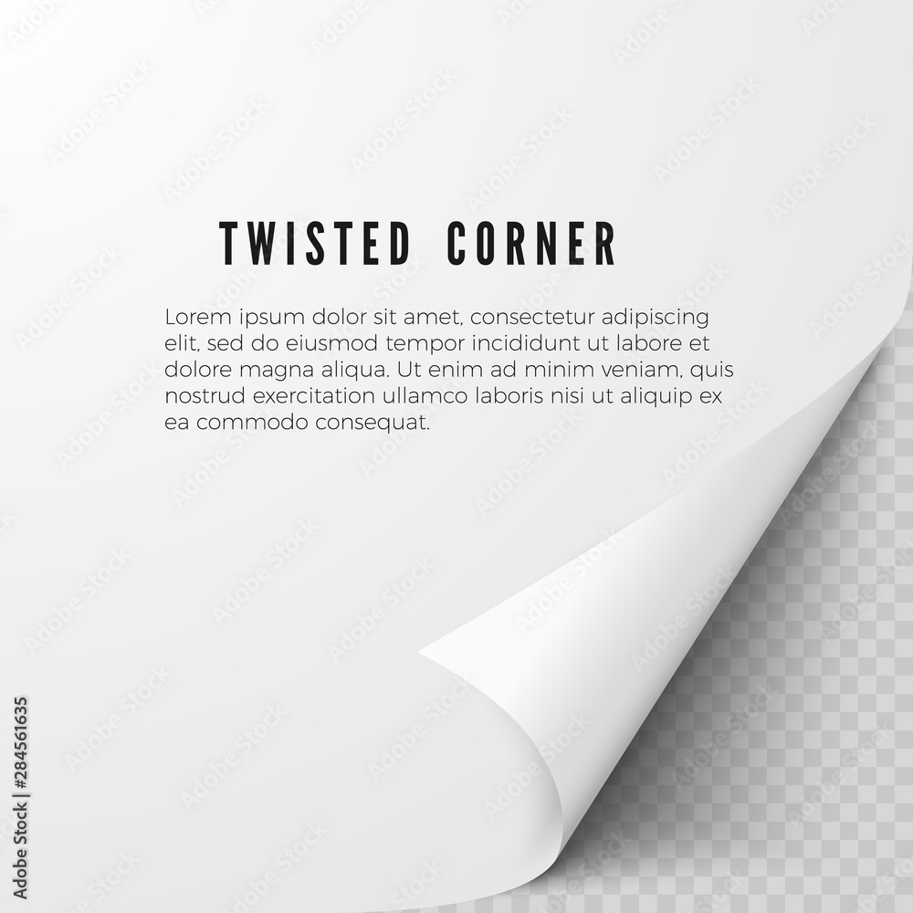 Realistic paper sheet with folded corner. Paper sheet with shadows on ...