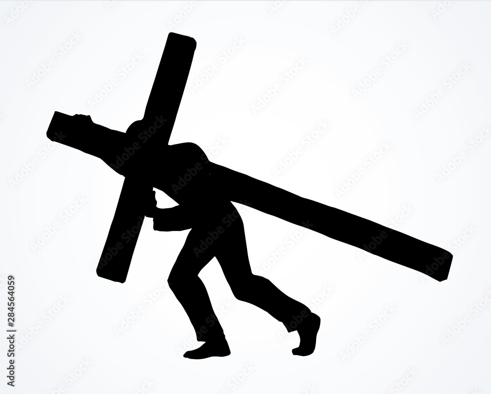 Men carry the cross. Vector drawing Stock Vector | Adobe Stock