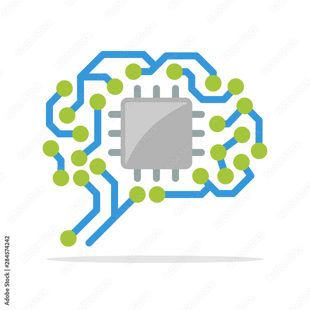 Vector illustration icon with the concept of artificial ...