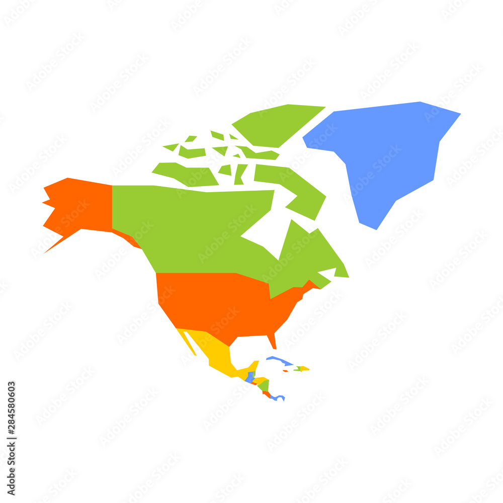 Very simplified infographical political map of North America. Simple ...