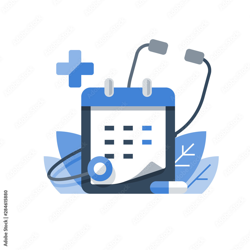 Regular health check up, annual medical exam, medication course ...