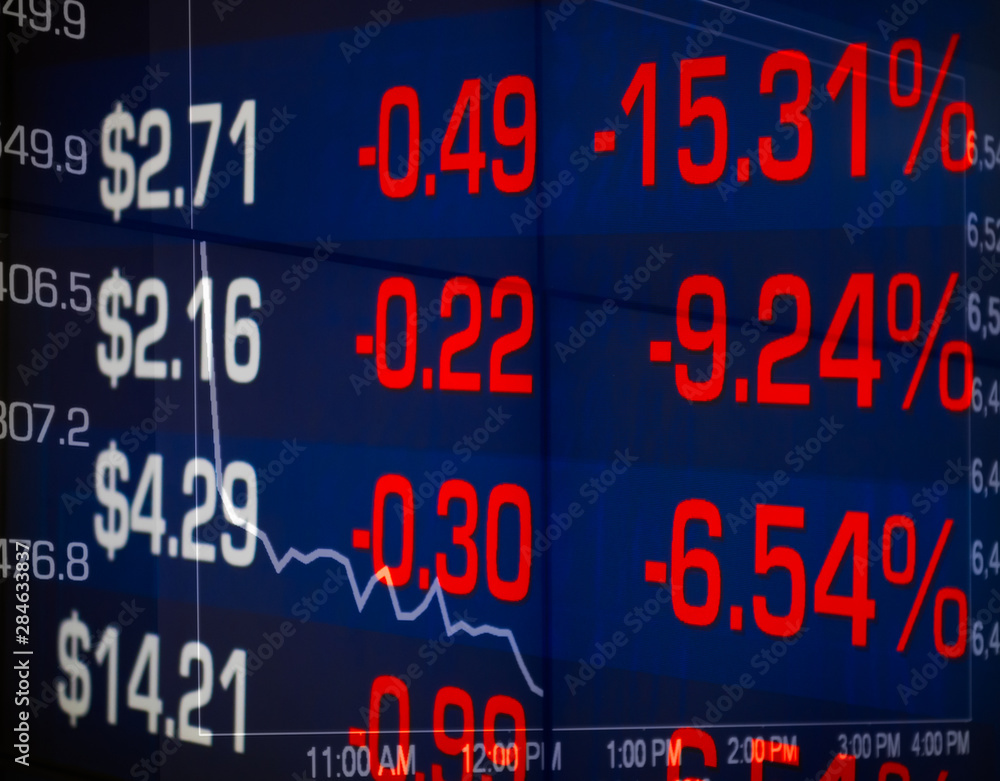 Stock market crash graph and numbers reflection percentage decrease and ...