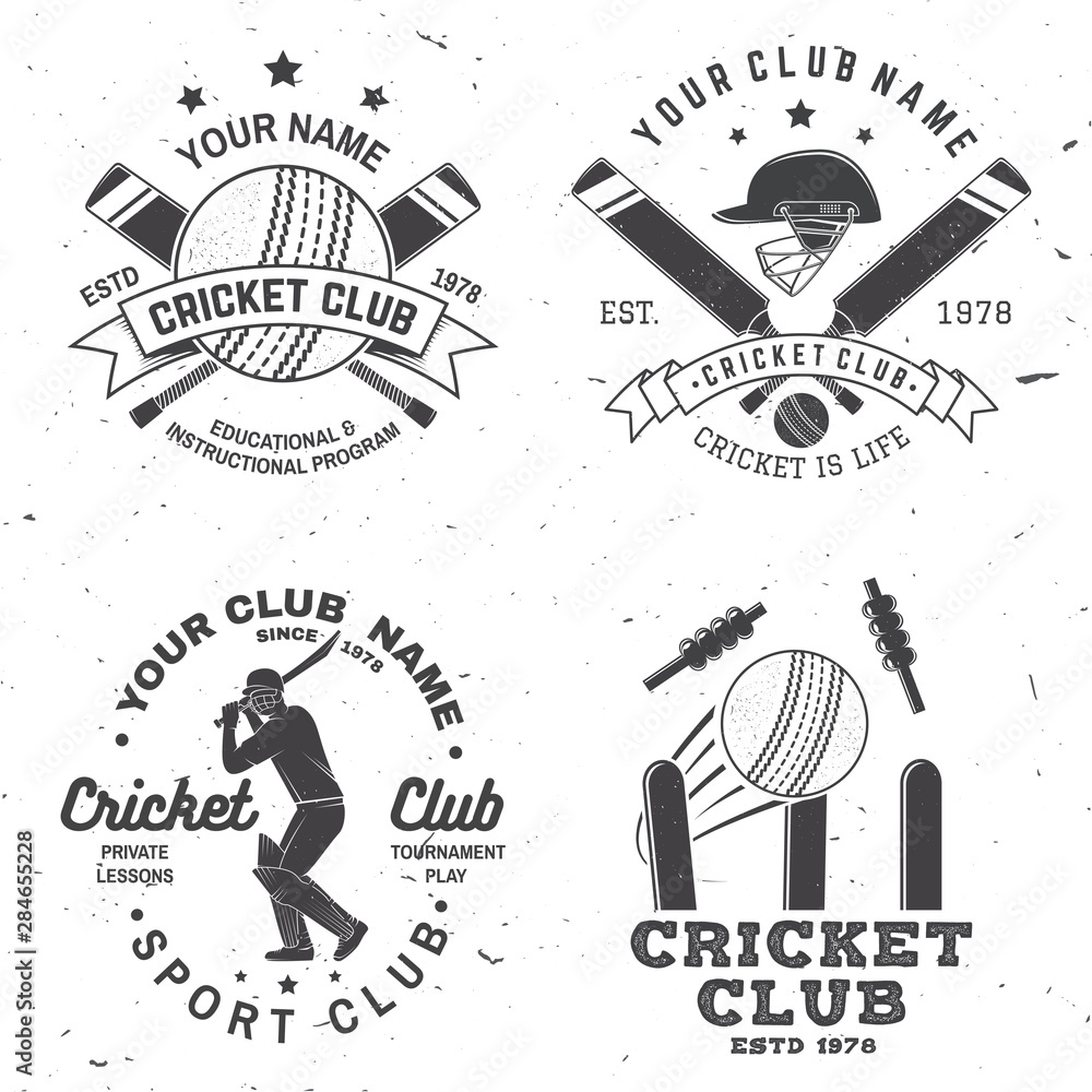 Set of cricket club badges. Vector. Concept for print, stamp or tee ...