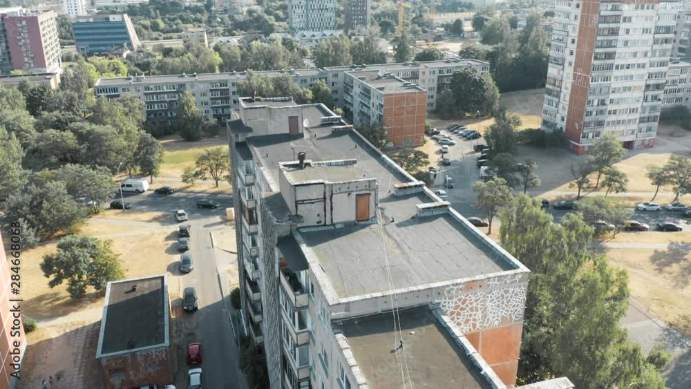 Residential district in Vilnius, Lithuania. Soviet style architecture ...