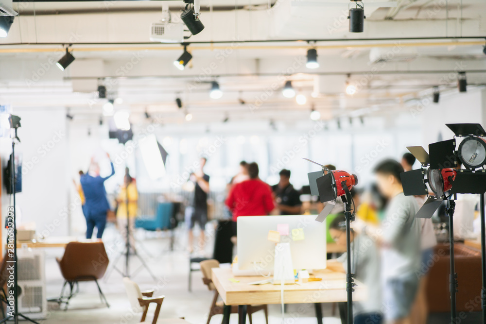 Group of people at work, Workshop event management blur for background ...