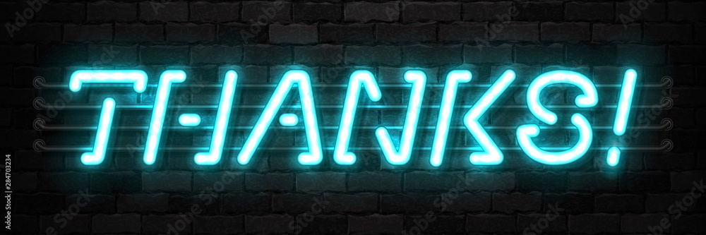 Vector realistic isolated neon sign of Thanks typography logo for ...