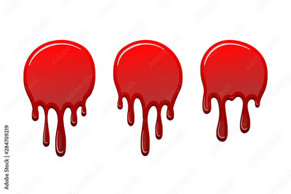 Blood drip 3D set. Drop blood isloated white background. Happy ...