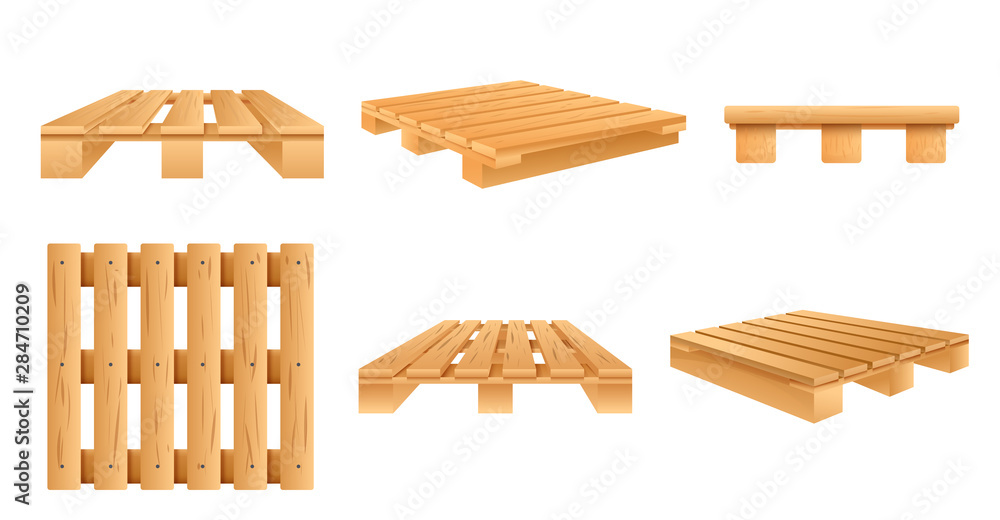 Pallet icons set. Cartoon set of pallet vector icons for web design ...