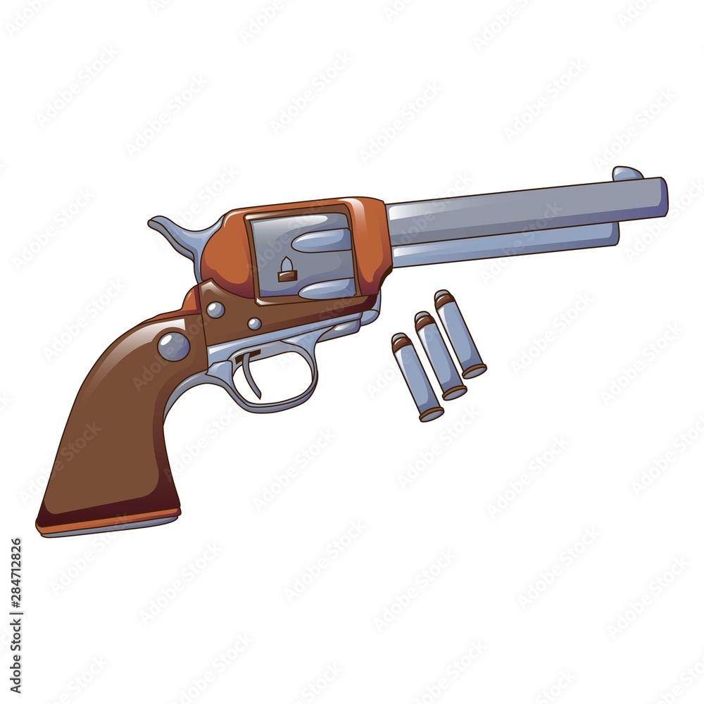 Revolver cowboy icon. Cartoon of revolver cowboy vector icon for web ...